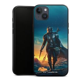 DeinDesign iPhone 14 Plus Handy Silikon H&uuml;lle Case schwarz Handyh&uuml;lle Star Wars The Mandalorian Sunset