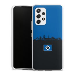 DeinDesign Galaxy A53 5G Handy Silikon H&uuml;lle Case wei&szlig; Handyh&uuml;lle Skyline Hamburg Hsv Silikon Case