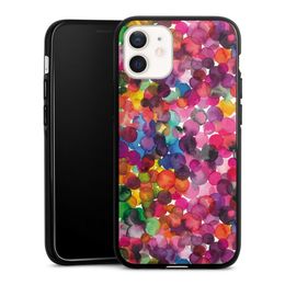 DeinDesign iPhone 12 mini Handy Silikon H&uuml;lle Case schwarz Handyh&uuml;lle Water Colour Colourful Points