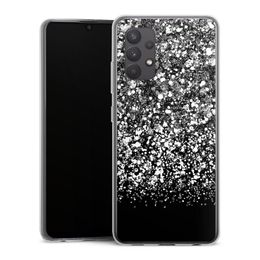 DeinDesign Galaxy A32 4G Handy Silikon H&uuml;lle Case transparent Handyh&uuml;lle Muster Snowflake Glitzer Silikon Case