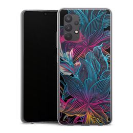 DeinDesign Galaxy A32 4G Handy Silikon H&uuml;lle Case transparent Handyh&uuml;lle Colourful Flowers Neon Silikon Case
