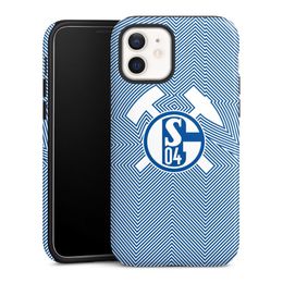 DeinDesign iPhone 12 mini Handy Panzer Handyh&uuml;lle robuste Outdoor H&uuml;lle Schutzh&uuml;lle gl&auml;nzend Bundesliga Stripes Fc Schalke 04 Tough Case