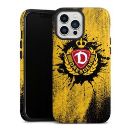 DeinDesign iPhone 13 Pro Max Handy Panzer Handyh&uuml;lle robuste Outdoor H&uuml;lle Schutzh&uuml;lle gl&auml;nzend Official Licensed Product Soccer Sg Dynamo Dresden Tough Case