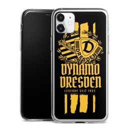 DeinDesign iPhone 11 Handy Slim Case Silikon Handyh&uuml;lle transparent H&uuml;lle extra d&uuml;nn Sg Dynamo Dresden Statement Sgd Silikon Slim Case