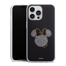 DeinDesign iPhone 13 Pro Handy Silikon H&uuml;lle Case wei&szlig; Handyh&uuml;lle Minnie Mouse Muster Disney Silikon Case