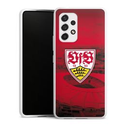 DeinDesign Galaxy A53 5G Handy Silikon H&uuml;lle Case wei&szlig; Handyh&uuml;lle Vfb Stuttgart Official Licensed Product Stadium Silikon Case