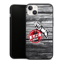 DeinDesign iPhone 14 Handy Premium Silikon H&uuml;lle Handyh&uuml;lle schwarz Case 1. Fc K&ouml;ln Wooden Look Official Licensed Product Silikon Premium Case