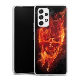 DeinDesign Galaxy A53 5G Handy Silikon H&uuml;lle Case transparent Handyh&uuml;lle Fire Skull Totenkopf Silikon Case