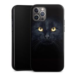 DeinDesign iPhone 12 Pro Handy Silikon H&uuml;lle Case schwarz Handyh&uuml;lle Eye Cat Black