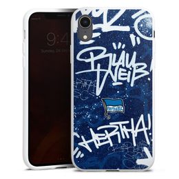 DeinDesign iPhone Xr Handy Silikon H&uuml;lle Case wei&szlig; Handyh&uuml;lle Official Licensed Product Hertha Bsc Graffiti Silikon Case