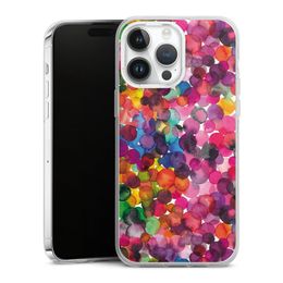 DeinDesign iPhone 14 Pro Max Handy Silikon H&uuml;lle Case transparent Handyh&uuml;lle Water Colour Colourful Points Silikon Case