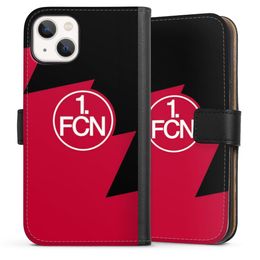 DeinDesign iPhone 13 Handy Klapph&uuml;lle Handyh&uuml;lle aus Kunst Leder schwarz Flip Case 1. Fcn 1. Fc N&uuml;rnberg Merchandise Sideflip mit Lasche