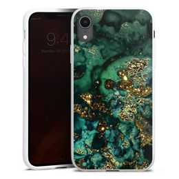 DeinDesign iPhone Xr Handy Silikon H&uuml;lle Case wei&szlig; Handyh&uuml;lle Muster Glitzer Marble Silikon Case