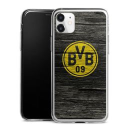 DeinDesign iPhone 11 Handy Slim Case Silikon Handyh&uuml;lle transparent H&uuml;lle extra d&uuml;nn Wooden Look Bvb Borussia Dortmund Silikon Slim Case