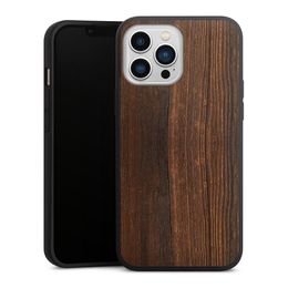 DeinDesign iPhone 13 Pro Max Handy Premium Silikon H&uuml;lle Handyh&uuml;lle schwarz Case Wood Nut Tree Wooden Look Silikon Premium Case