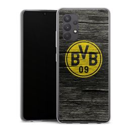 DeinDesign Galaxy A32 4G Handy Silikon H&uuml;lle Case transparent Handyh&uuml;lle Wooden Look Bvb Borussia Dortmund Silikon Case