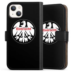 DeinDesign iPhone 13 Handy Klapph&uuml;lle Handyh&uuml;lle aus Kunst Leder schwarz Flip Case Eintracht Frankfurt Sge Official Licensed Product Sideflip mit Lasche