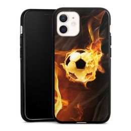 DeinDesign iPhone 12 mini Handy Silikon H&uuml;lle Case schwarz Handyh&uuml;lle Soccer Ball Fire