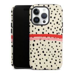 DeinDesign iPhone 14 Pro Handy Panzer Handyh&uuml;lle robuste Outdoor H&uuml;lle Schutzh&uuml;lle matt Stripes Points Kunst Tough Case