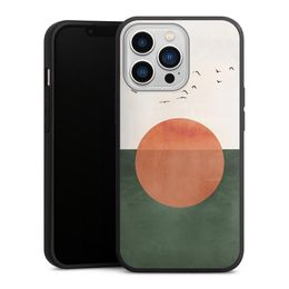 DeinDesign iPhone 13 Pro Handy Premium Silikon H&uuml;lle Handyh&uuml;lle schwarz Case Sunshine Bird Sunset Silikon Premium Case