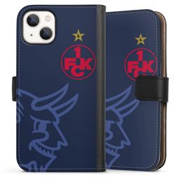 DeinDesign iPhone 13 Handy Klapph&uuml;lle Handyh&uuml;lle aus Kunst Leder schwarz Flip Case Logo 1. Fc Kaiserslautern 1. Fck Sideflip mit Lasche