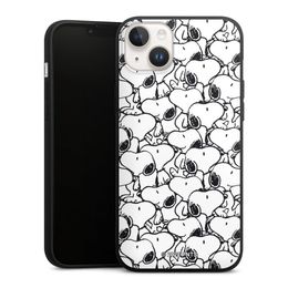DeinDesign iPhone 14 Handy Premium Silikon H&uuml;lle Handyh&uuml;lle schwarz Case Peanuts Snoopy Muster Silikon Premium Case