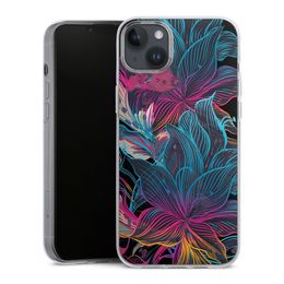 DeinDesign iPhone 14 Plus Handy Silikon H&uuml;lle Case transparent Handyh&uuml;lle Colourful Flowers Neon Silikon Case