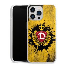 DeinDesign iPhone 13 Pro Handy Silikon H&uuml;lle Case wei&szlig; Handyh&uuml;lle Official Licensed Product Soccer Sg Dynamo Dresden Silikon Case