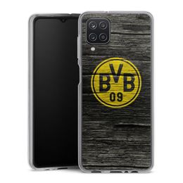 DeinDesign Galaxy A12 Handy Silikon H&uuml;lle Case transparent Handyh&uuml;lle Bvb Wooden Look Borussia Dortmund Silikon Case