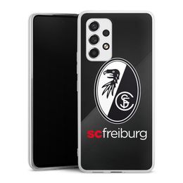 DeinDesign Galaxy A53 5G Handy Silikon H&uuml;lle Case transparent Handyh&uuml;lle Lettering Sc Freiburg Logo Silikon Case
