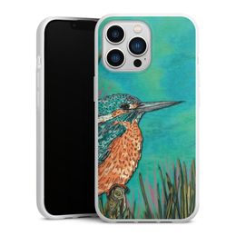 DeinDesign iPhone 13 Pro Handy Silikon H&uuml;lle Case wei&szlig; Handyh&uuml;lle Painting Bird Animals Silikon Case