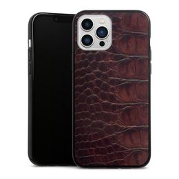 DeinDesign iPhone 13 Pro Max Handy Silikon H&uuml;lle Case schwarz Handyh&uuml;lle Leather Crocodile Animal Print