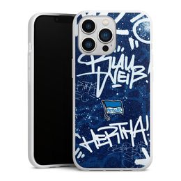 DeinDesign iPhone 13 Pro Handy Silikon H&uuml;lle Case wei&szlig; Handyh&uuml;lle Official Licensed Product Hertha Bsc Graffiti Silikon Case