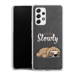 DeinDesign Galaxy A53 5G Handy Silikon H&uuml;lle Case transparent Handyh&uuml;lle Lazy Sunday Sayings Sloth Silikon Case