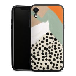 DeinDesign iPhone Xr Handy Premium Silikon H&uuml;lle Handyh&uuml;lle schwarz Case Abstract Boho Kunst Silikon Premium Case