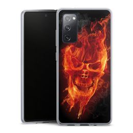 DeinDesign Galaxy S20 FE Handy Silikon H&uuml;lle Case transparent Handyh&uuml;lle Fire Skull Totenkopf Silikon Case
