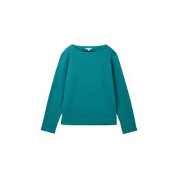 Tom Tailor Damen Sweatshirt mit Rippstruktur, grün, Melange Optik, Gr. XXL