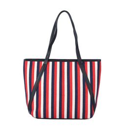 ShopLC Klassische Handtasche mit Streifenmuster Rot/blau