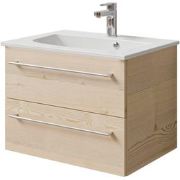 Saphir Waschtisch Serie 6025 Mineralmarmor-Waschtisch mit Unterschrank, 67 cm breit (2-St), Waschplatz mit 2 Schubladen, hängend, verschiedene Ausführungen, braun