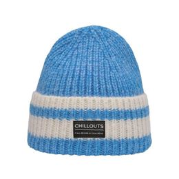 Chillouts Strickmütze Cooper Hat mit Kontrast-Streifen, blau