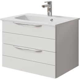 Saphir Waschtisch Serie 6025 Mineralmarmor-Waschtisch mit Unterschrank, 67 cm breit (2-St), Waschplatz mit 2 Schubladen, hängend, verschiedene Ausführungen, weiß