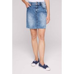 SOCCX Jeansrock mit offener Kante am Saum, blau