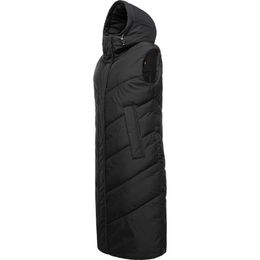 Ragwear Steppweste Suminka Vest Stylische, lange Damen Winterweste, schwarz