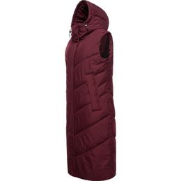 Ragwear Steppweste Suminka Vest Stylische, lange Damen Winterweste, rot