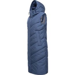 Ragwear Steppweste Suminka Vest Stylische, lange Damen Winterweste, blau