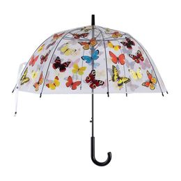 Rivanto Stockregenschirm, Regenschirm Schmetterlinge transparent