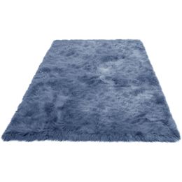 Hochflor-Teppich Home Affaire "Valeria Fellteppich kuschelig" Teppiche Gr. B/L: 120 cm x 180 cm, 60 mm, 1 St., blau (ocean blue) Esszimmerteppiche
