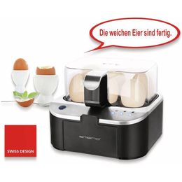 Emerio Eierkocher EB-123177.1, 6 Eier, 400 Watt, Sprachausgabe, schwarz