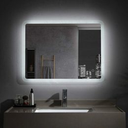 MIQU - Badspiegel 60 x 50 cm mit Beleuchtung led Rechteckig Badezimmer Wandspiegel Antibeschlage Lichtspiegel mit Touchschalter IP44 Kaltweissen mia