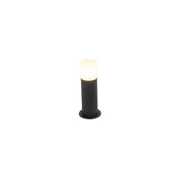 Qazqa Stehende Außenlampe schwarz mit Opalschirm weiß 30 cm IP44 - Odense - Schwarz